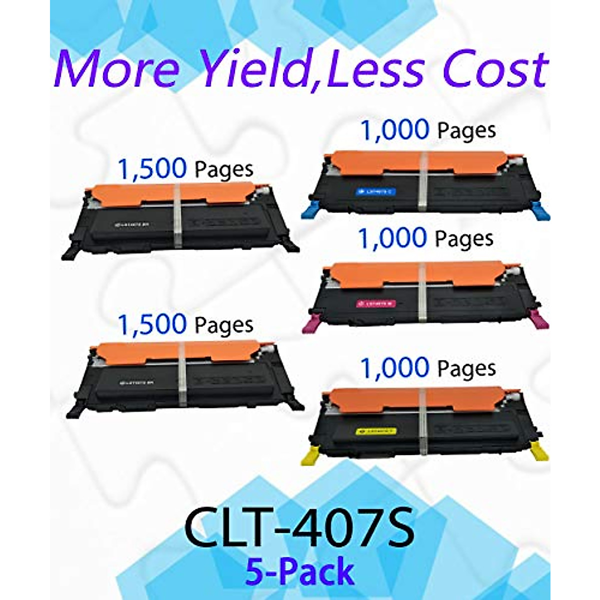 EASYPRINT (1xSET with Extra BK) Compatible 407S Toner Cartridge CLT-407S Used for Samsung CLP-325 CLP-320 CLX-3285 CLX-3185 Printer, (2xBK, 1xCyan, 1xMagenta, 1xYellow)