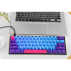 61 Mini Mechanical Keyboard,BOYI Mini RGB PBT Keycap Cherry MX Switch 60% Compact RGB Mechanical Gaming Keyboard (Cherry MX Blue Switch, Deep Blue+Purple)