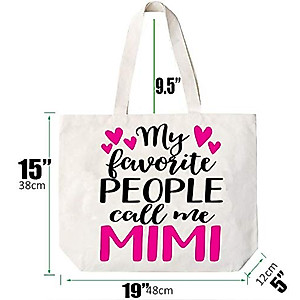 COCOVICI Mimi Tote Bag | My Favorite People Call Me Mimi | Grandma Gifts | Mimi Gifts | Mimi Christmas Gift | Christmas Gift from Grandkids (My Favorite People Call Me Mimi Pink/Black Font)