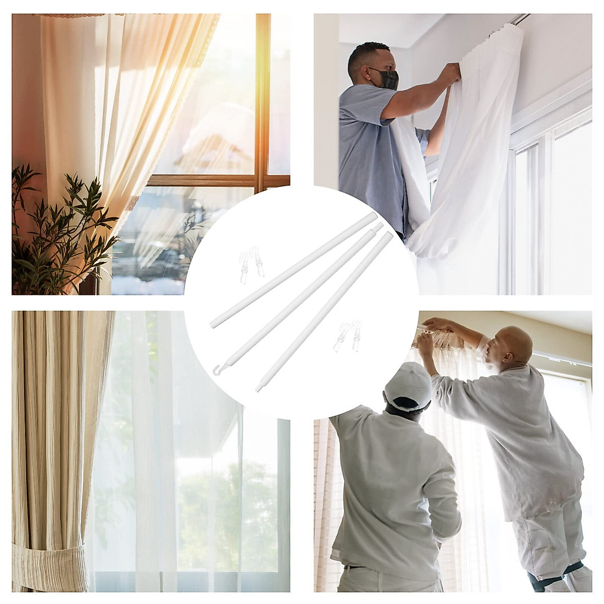 Clear Blind Wand 1 Set with Hook Detachable Vertical Window Blind Rod Stick for Window Blind Stick Wand Opener 89CM