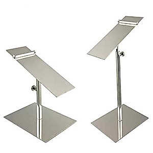 Greneric 2 Pack Stainless Steel Shoe Rack Sandals Display Stand High Heel Shoe Riser Men Leather Shoe Shelf Adjustable Height Pallet Stand Shoe Display Prop Rack for Shop,Clothing Store (Mirror)