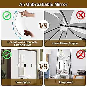 SLCARACC Full Length Door Mirror Tiles,12"x 12" x 4 Pcs Acrylic Wall-Mounted, Non Glass Safety Mirror Great for Baby Kids Playroom,Gym, Used as Dorm Mirror…