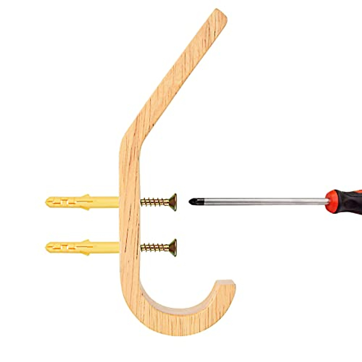 LOEQIAN 8 Pack Wooden Hooks for Hanging Coats, Natural Wood Coat Hooks Wall Mounted, Heavy Duty Wooden Towel Hooks, Single Hook Hat Rack for Clothes Hat Hanger Towel Rack Key Bag