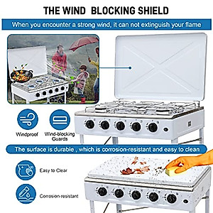 forimo Gas Stove Portable Propane Stove 5 Burner with Support Leg Stand and Wind Blocking Cover Adapter Auto Ignition Camping Stove LPG for RV, Apartment, Outdoor Cooking