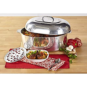 IMUSA USA Heavy Duty Cajun Oval Aluminum Roaster 15, Silver