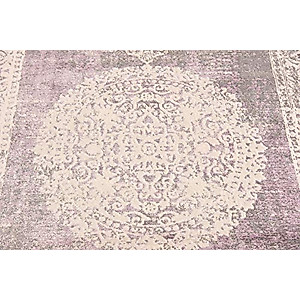 Unique Loom Traditional Classic Intricate Design with Distressed Vintage Detail, Area Rug, 3 ft 3 in x 5 ft 3 in, Purple/Ivory
