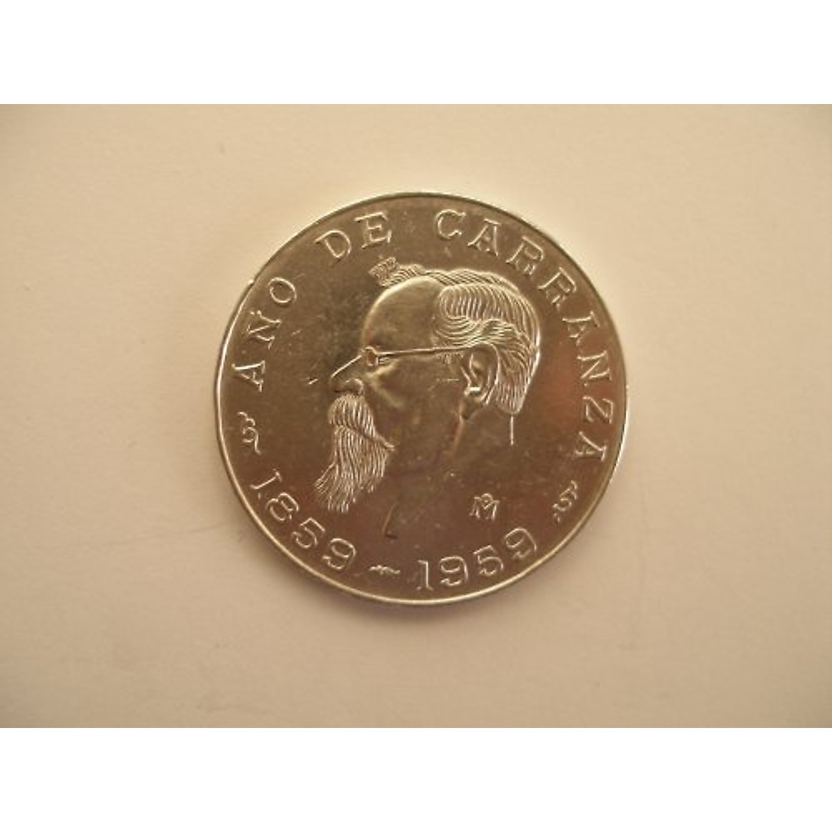 Ano De Carranza Silver Commorative Coin 1859-1959 5 Pesos Ley .720