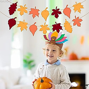 KatchOn, Felt Leaf Garland for Thanksgiving Decorations - 10 Feet, No DIY | Felt Fall Garland for Fall Decorations for Home | Fall Leaf Banner Garland, Felt Leaves Garland | Thanksgiving Banner