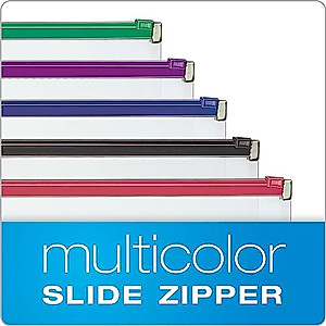 Cardinal Plastic Zippered Binder Pockets, 3-Hole Punched, Fits Full Letter Size 8-1/2" x 11" Sheets, Clear with Multicolor Zippers, 5-Pack (14650)