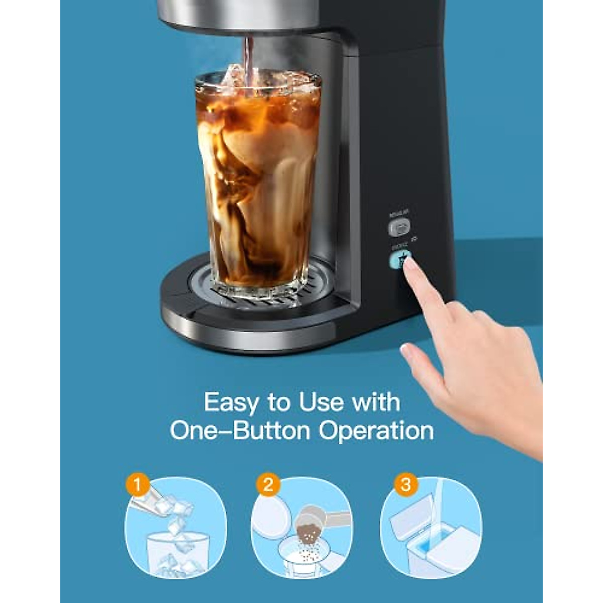 Famiworths Iced Coffee Maker, Hot and Cold Coffee Maker Single Serve for K Cup and Ground, with Descaling Reminder and Self Cleaning, Iced Coffee Machine for Home, Office and RV