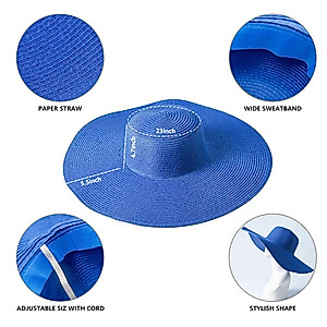 Womens Hat Floppy Foldable Roll up Sun Hat for Women Beach Straw Hat for Women Wide Brim Summer Hats UV Protection UPF50+ Blue…