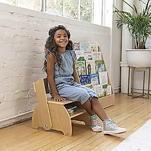 ECR4Kids Flip-Flop Step Stool and Chair, Kids Furniture, Natural