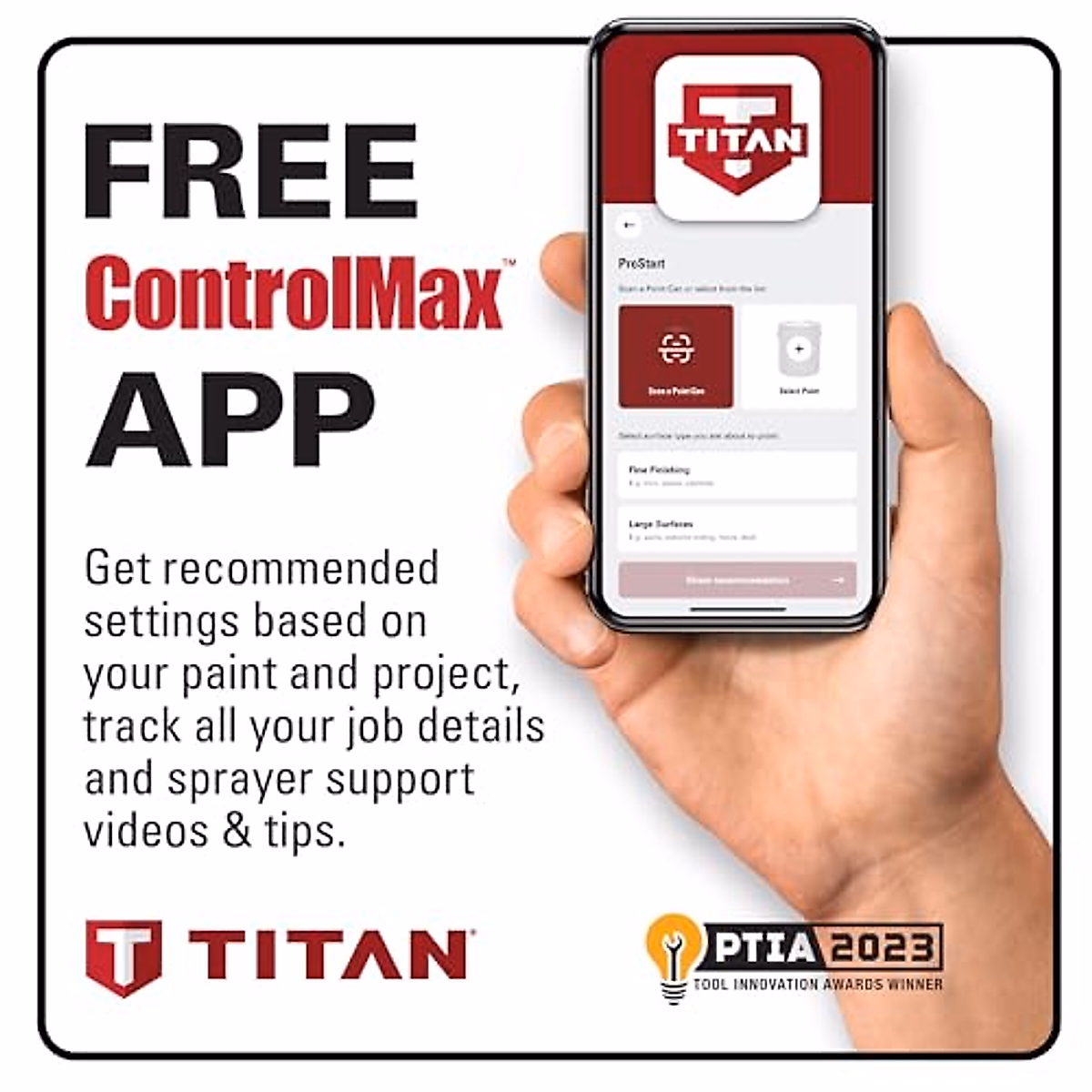 Titan Tool ControlMax ‎0580008 1900 PRO High Efficiency Airless Paint Sprayer, HEA Technology decreases Overspray by up to 55% While Delivering Softer Spray