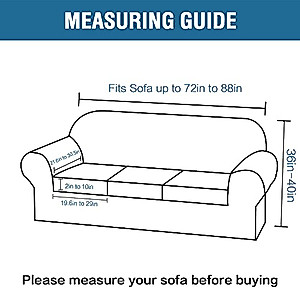 H.VERSAILTEX 4 Piece Stretch Sofa Covers for 3 Cushion Couch Covers for Living Room Furniture Slipcovers (Base Cover Plus 3 Seat Cushion Covers) Upgraded Thicker Jacquard Fabric (Sofa, Ivory)