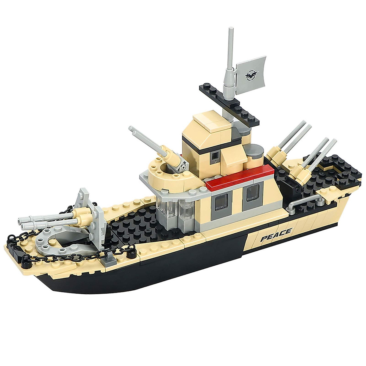 BRICK STORY Military Coast Guard Battleship Building Toy Navy Warship Boat Building Blocks Amy Toys Model Ship for Kids Boys Aged 6-12 (231 pcs)