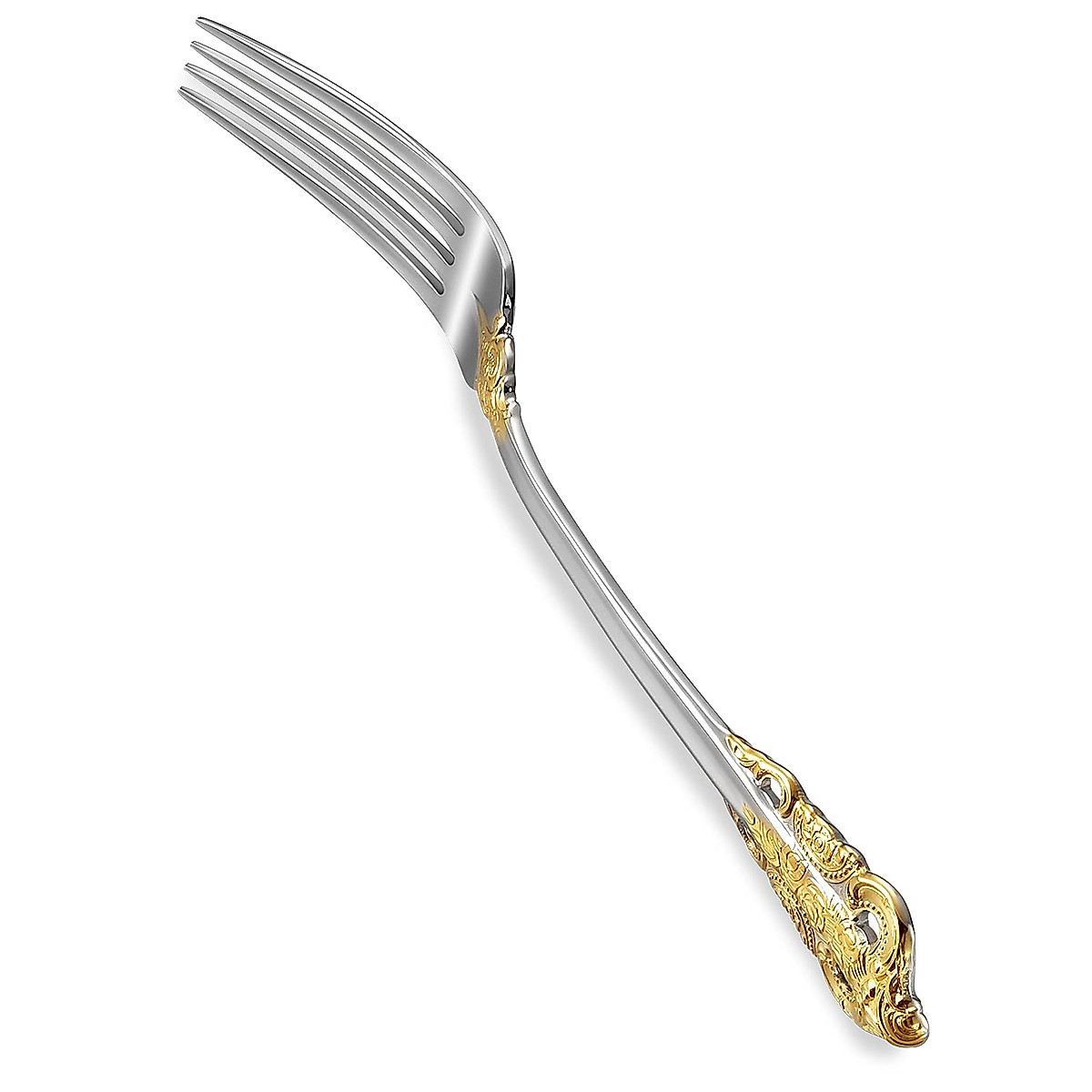 KEAWELL Luxury Dinner Fork, Set of 4, 18/10 Stainless Steel, 8 Inches, Dishwasher Safe, Mirror Polished, Silverware Fork Set (Gold Accent)