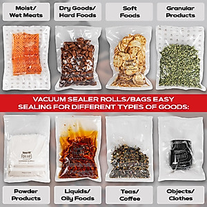 FORJARS Vacuum Sealer Bags Rolls Airtight Food Storage and Method Sous Vide Cooking - Perfect for Food Storage and Cooking - Ideal for Home and Commercial Use (11INx50FT)