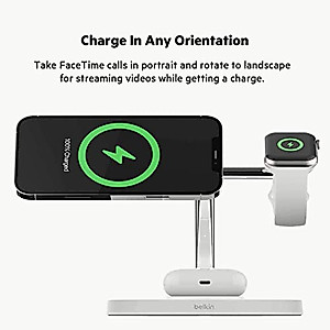 Belkin BoostCharge PRO 3-in-1 Wireless Charger with MagSafe for iPhone 13, 12 + Apple Watch + AirPods (Magnetically Charges iPhone 13 and 12 Models up to 15W)