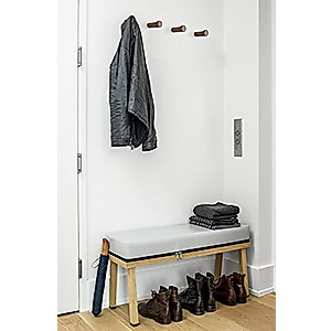 FANATU Wooden Coat Hook Wall Mounted (6 Packs) Hat Hooks, Single Coat Hat Rack Wall Mount, Wood Coat Hanger for Hanging Hat, Towel, Bag, Rope (Dark Grey, 3" Set 6)