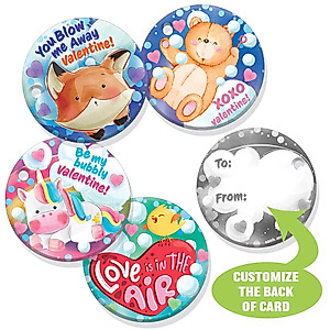 JOYIN 32 Pcs Valentines Day Gift Cards with Mini Bubble Maker Wands for Kids, Valentine Party Favor Toys, Valentine's Day Kids Classroom Exchange Prizes, Bubble Wands with Cards, Photo Prop Decor