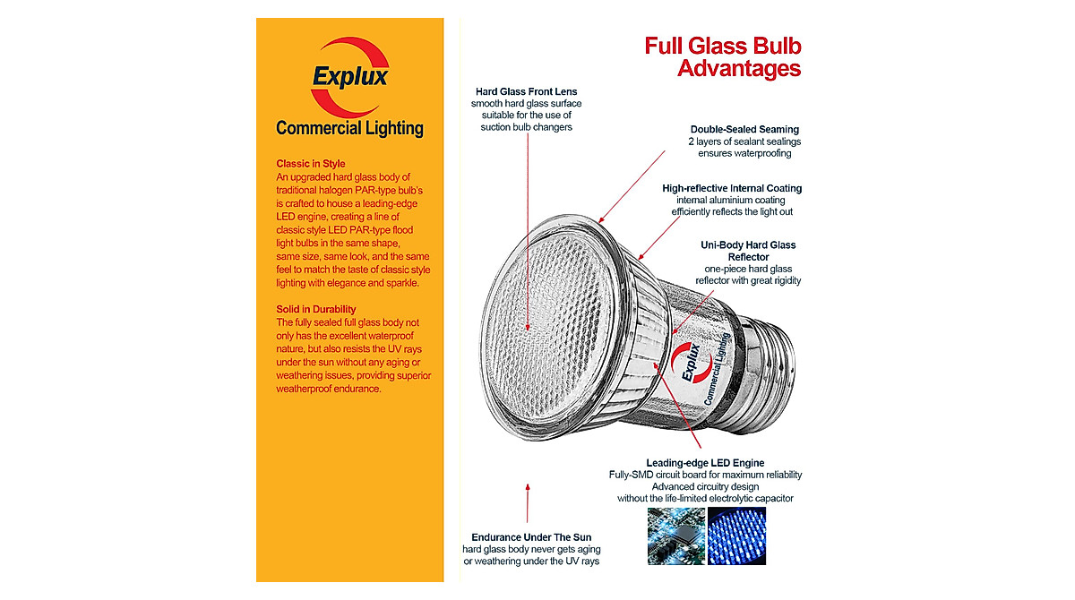 Explux LED PAR16 Dimmable Spotlight Bulbs - Commercial Grade