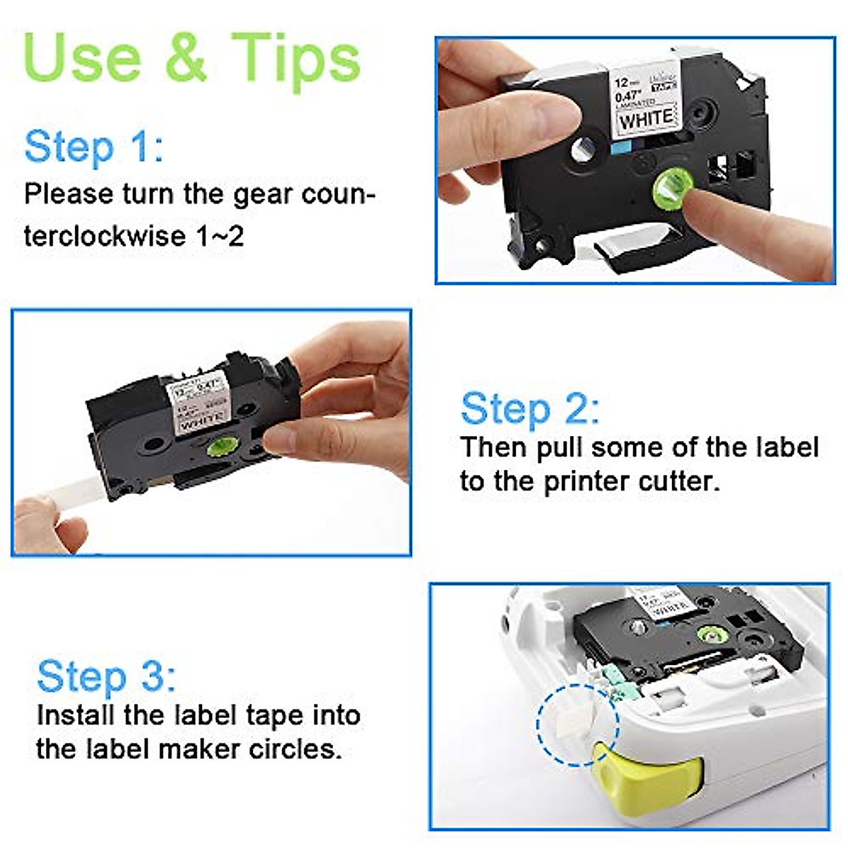 Unistar Ptouch Tape 12mm 0.47 White Label Tape Compatible for Brother ptouch Label Maker Tape TZe-231 TZ-231 TZ Tape Laminated White, for Brother Label Maker PT-D210 PT-D400 PT-D600 PT-1280, 6 Pack