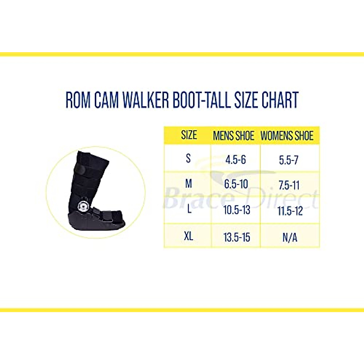 Brace Direct ROM CAM Walker Custom Fit Moldable Uprights Fracture Boot- Tall- Range of Motion Walking Boot for Ankle Injury, Fractures, Broken Foot