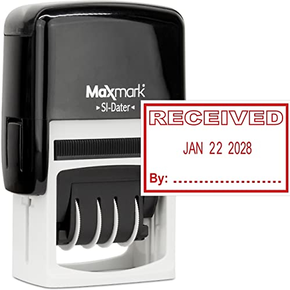 MaxMark Office Date Stamp with Received Self Inking Date Stamp - RED Ink