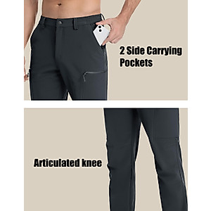 MAGCOMSEN Insulated Pants for Men Fleece Lined Waterproof Hiking Mountain Pants Winter Golf Pants for Men Black Hiking Pants Black 32