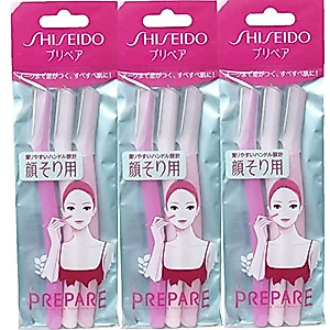 Shiseido Prepare Facial Razor Large for Women Pack of 9(3pcs x 3 packs) Includes Oil Blotting Paper
