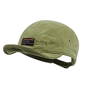 CLAPE 5 Panel Dad Hat Classic Cotton Baseball Cap Casual Flat Brimmed Cap Umpire Dad Hats Adjustable Strap Cadet Cap, Green