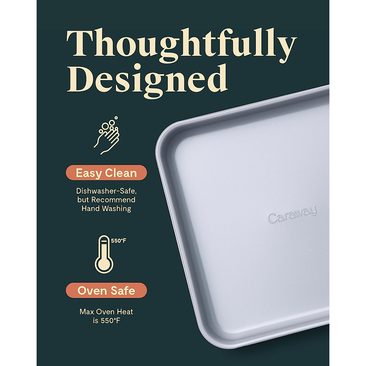 Caraway 9” Square Pan - Non-Stick Ceramic Coating - Free From Forever Chemicals - Cake Pan Perfect for Brownies, Lemon Bars, & More - Cream