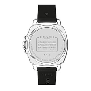 COACH Boyfriend 14503877 Silver Logo Dial Black Silicone Band Women's 34mm Watch