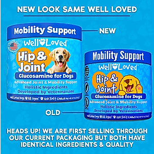 Well Loved Glucosamine for Dogs - Joint Supplement for Dogs, Made in USA, Vet Developed, Dog Joint Supplement, Glucosamine Chondroitin for Dogs, Advanced Hip and Joint Chews with MSM, Pain Relief, 120