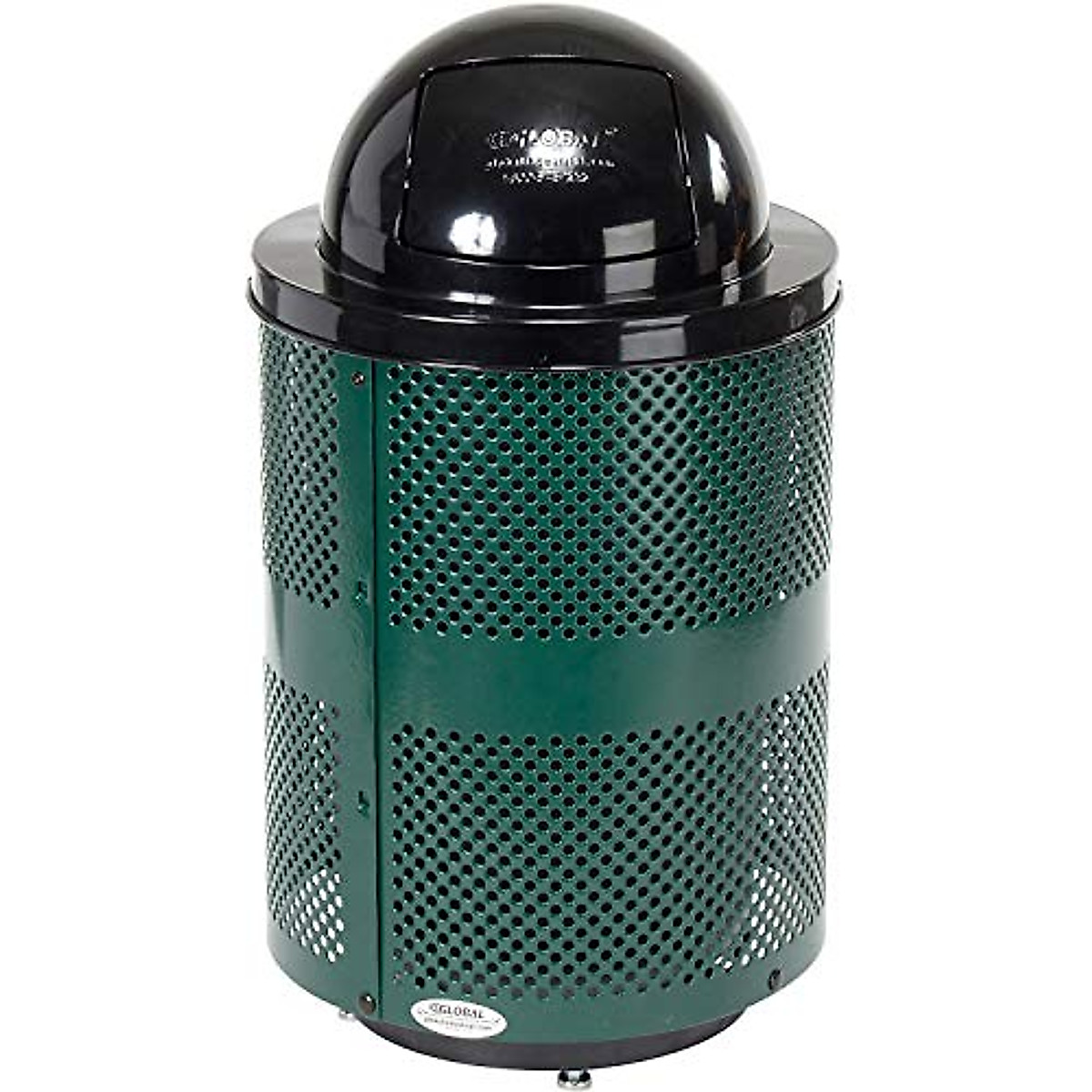 Global Industrial 36 Gallon Deluxe Thermoplastic Perforated Receptacle w/Dome & Base, Green