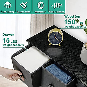 Sapodilla 10 Drawers Dresser for Bedroom,Chest of Drawers with Metal Frame Side Hook Wood Top,Large Capacity Closet Dresser in Living Room Hallway Nursery Storage Room (Black Grey, 10 Drawers)