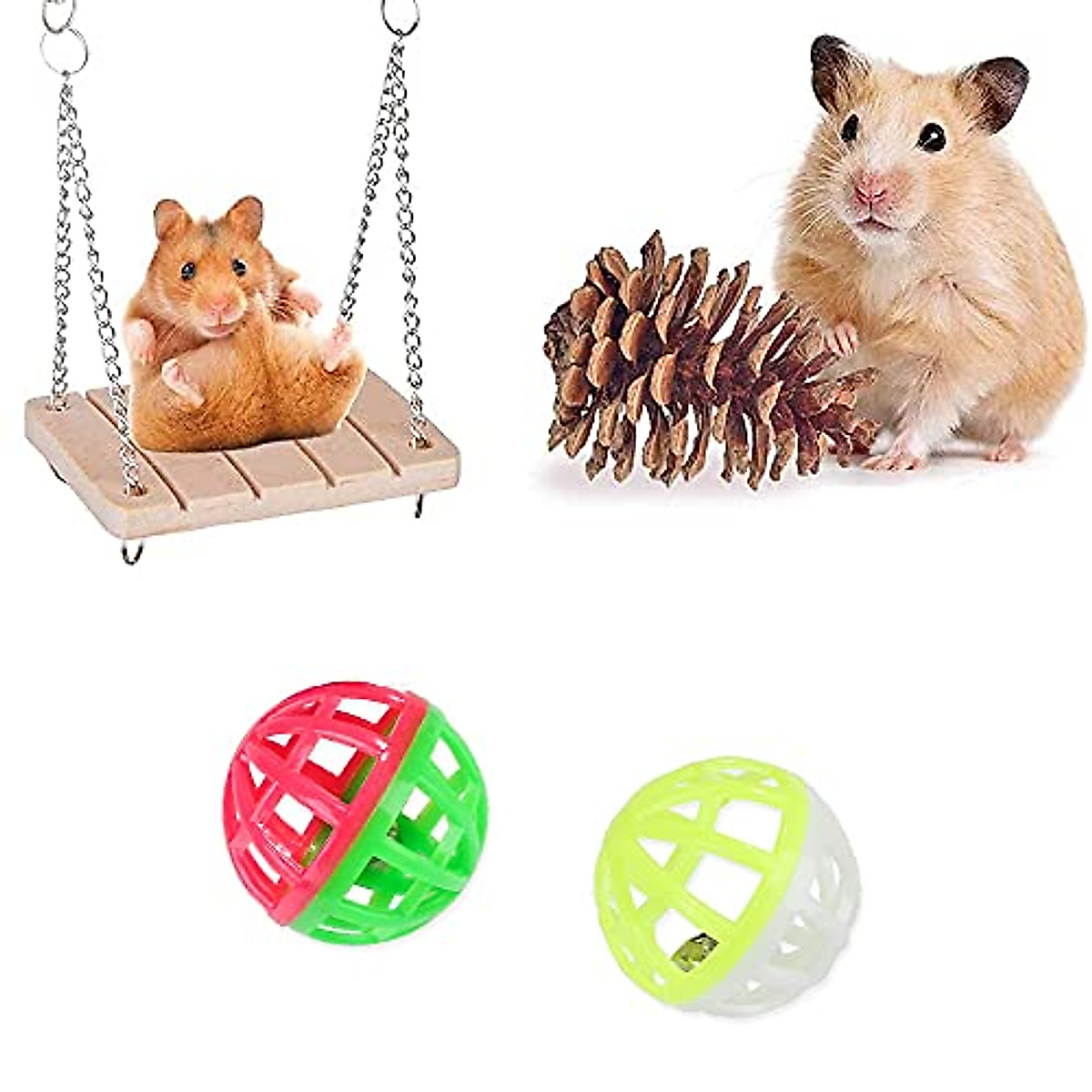 Joyeee Hamster Chew Toys Set 11 Pack, Small Animal Molar Toys Teeth Care Natural Wooden Accessories for Guinea Pigs,Chinchillas,Gerbils,Mice,Rats,and Other Small Animals