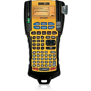 DYMO Rhino 5200 Industrial Portable Thermal Transfer Electronic Label Maker, Yellow - Label, Tape, Auto Power Off, Monochrome, LCD Display