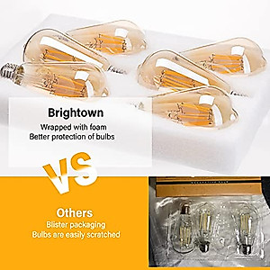 Brightown LED Edison Bulb, 10 Packs 60 Watt Equivalent 6W Dimmable LED Filament Bulb, E26 Base Vintage Amber Bulbs, 2700K Warm White, 470 Lumen