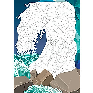 Sticker by Number Nature - 12 Designs Including Mountains, Waves, Flowers, Fish, Frogs, Birds, Dragonfly & More