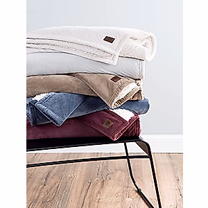 UGG Bliss Sherpa Throw Blanket - Plush Oversized Reversible Accent Blanket - 50” x 70” - Oyster