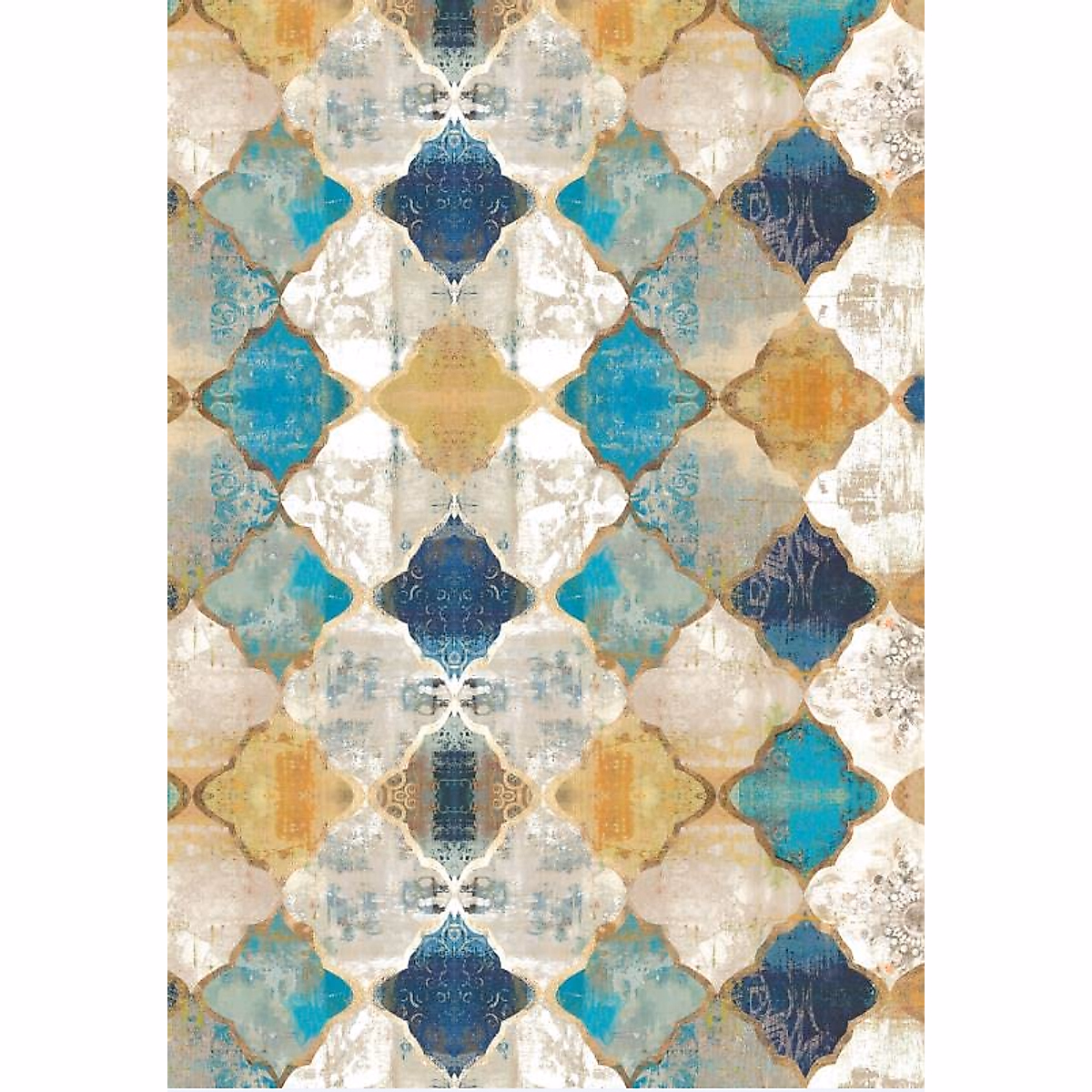 FINOREN Artistic Abstract Area Rug.Lattice-Lake Blue,5x7 Feet,Suitable for Bedroom,Living Room,Apartment,Machine Washable Non-slip Soft Modern Interior Rug,Smudge-proof,Non-shedding.
