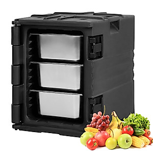 GarveeTech Insulated Food Pan Carrier - 82 Qt Hot Box for Catering, Orienteering Wheel, Lldpe Food Box Heater with Double Buckles, Large Inner Capacity for Restaurant, Canteen, Black