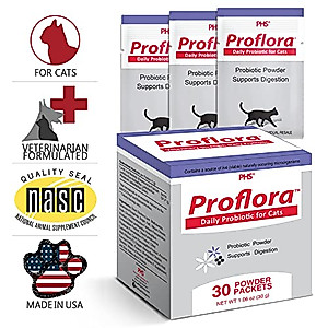 Proflora Probiotic for Cats - Healthy Digestion - Boost Immune System - Normal Bowel Function - Skin and Coat Health - Supplement for GI Tract - 30 Servings