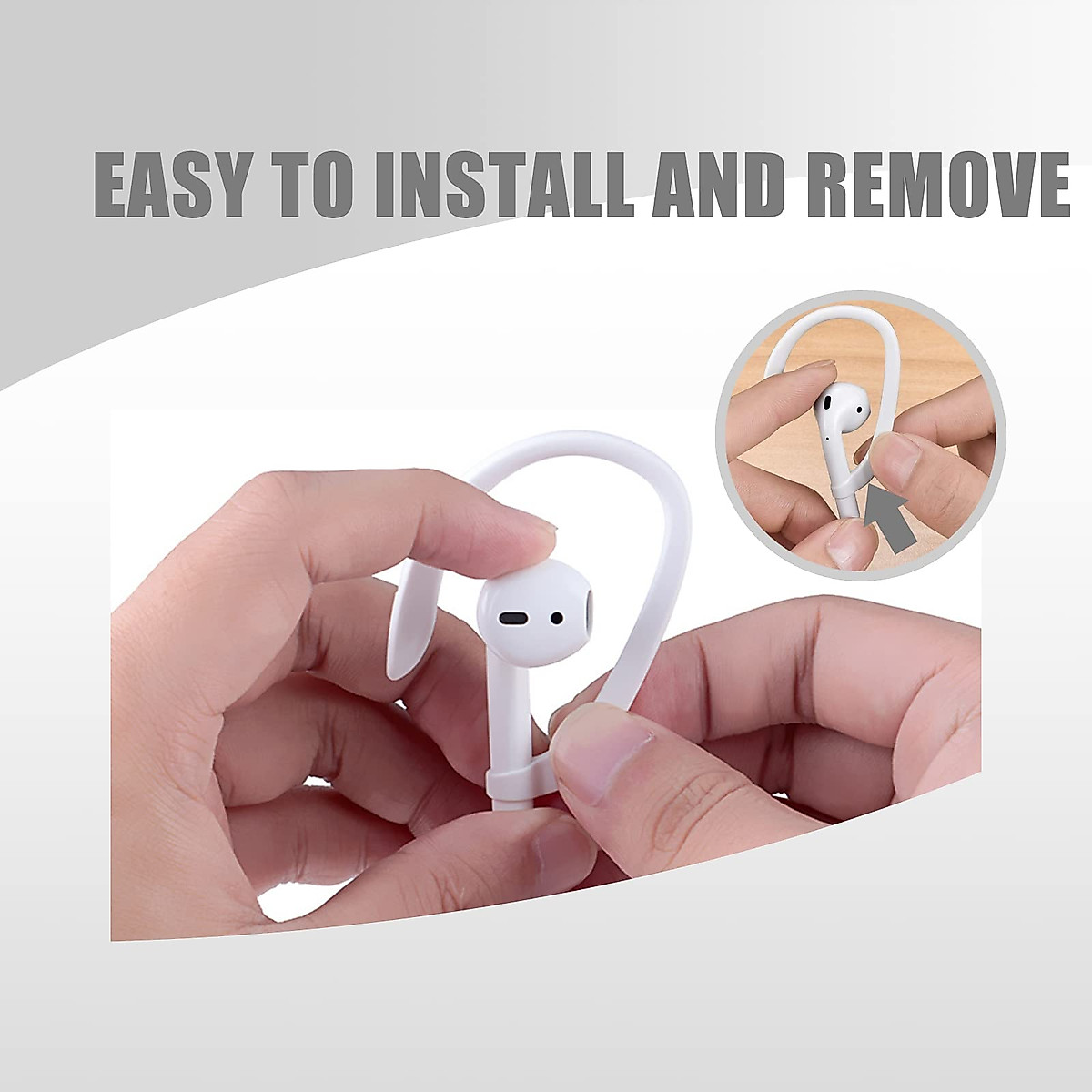 Replacement Airpod Ear Hooks Designed for Apple AirPods 1, 2, 3, Pro and Pro 2 Earbuds Accessories, Anti-Slip, Ergonomic Design, Comfortable Fit for Running, Jogging, Cycling, Gym