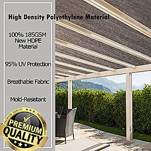 Alion Home Outdoor Pergola Sun Shade Cover Cloth Patio Canopy HDPE Permeable with Grommets (10' x 14', Brown)