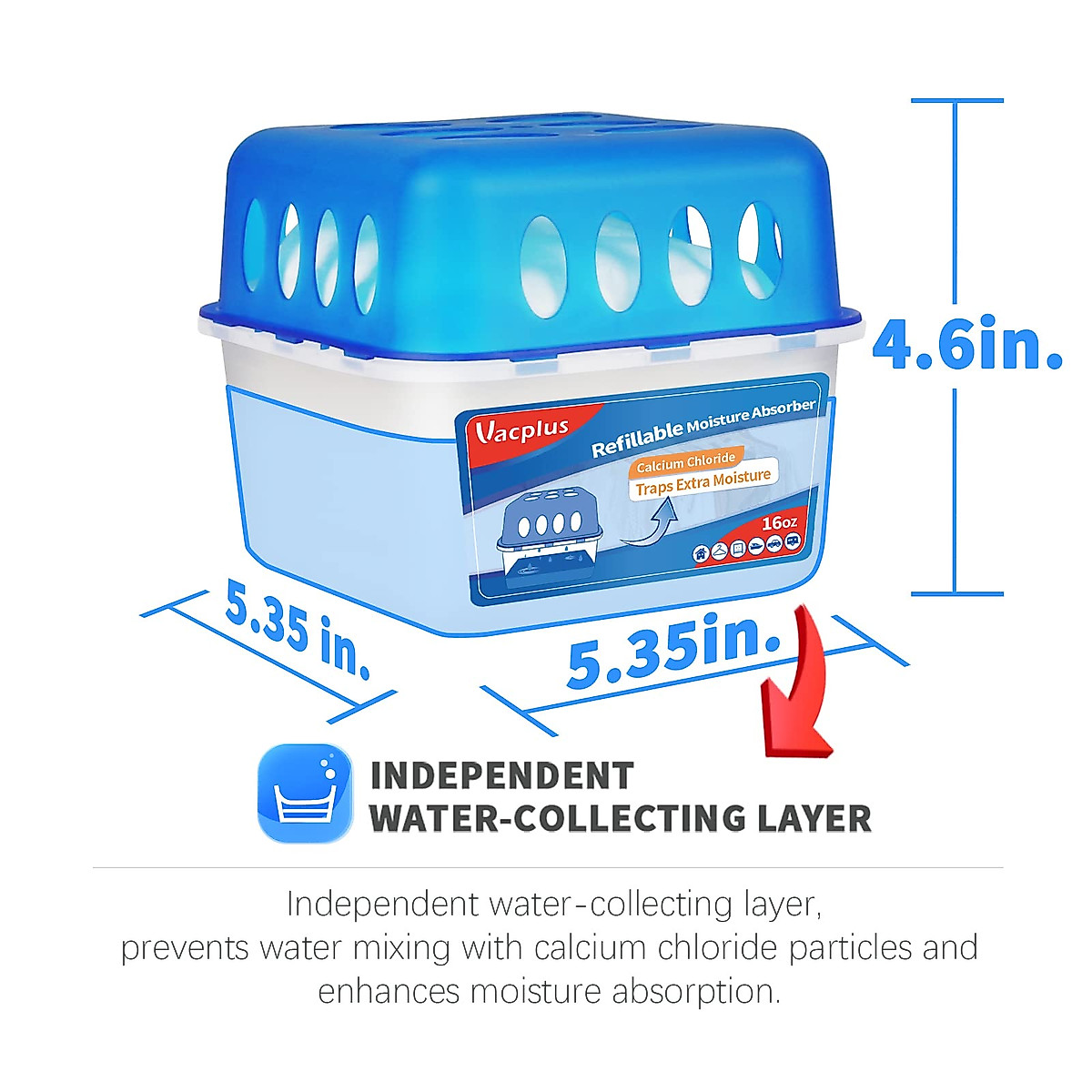 Vacplus Moisture Absorber Box - 4 Packs, 14OZ Reusable Dehumidifier for Closet, Unscented Moisture Absorbers for Rooms with Visible Dehumidification (Fragrance free)