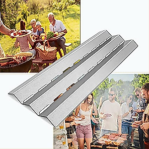 Heat Plate Tent Shield Replacement for Huntington, Broil-Mate, Sterling, Master Forge, Perfect Flame, GrillPro, Lowes Gas Grill Models, Stainless Steel Burner Cover Flame Tamer, 4-Pack, 17 9/16"