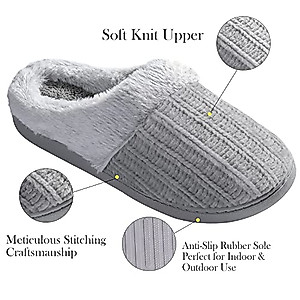 Amazon Essentials Women's Warm Cushioned Slippers for Indoor/Outdoor Grey, Size 6