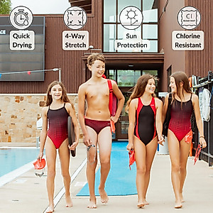 Sporti Solid Piped Thin Strap One Piece Swimsuit (34, Black/Royal)